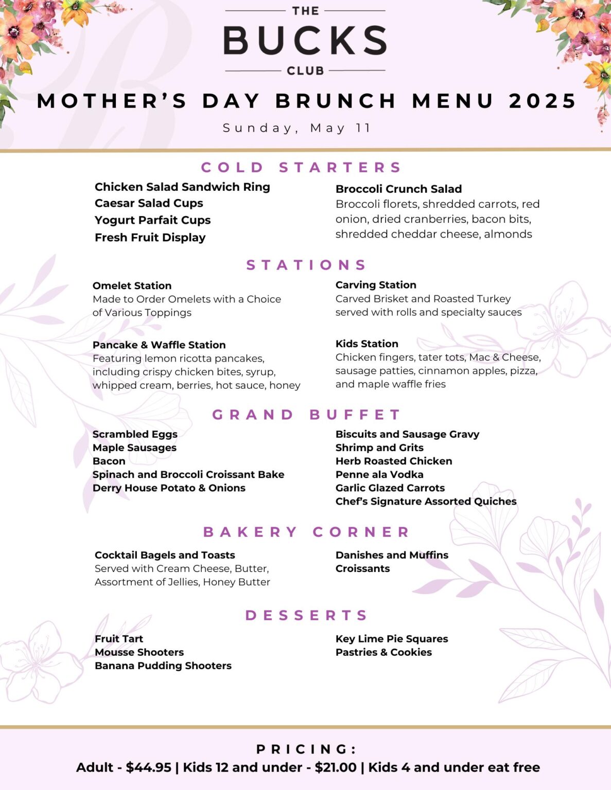 Mother's Day Brunch at The Bucks Club - Bucks County Parent